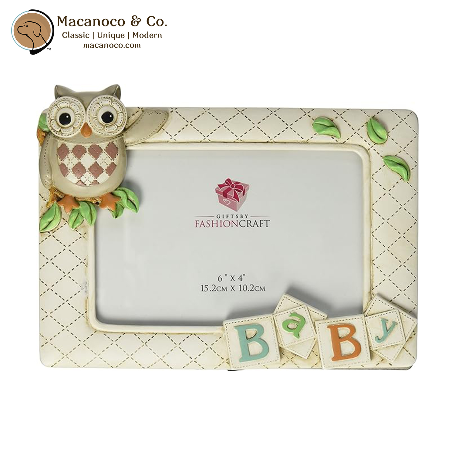 Fashion Craft Baby Owl Ceramic Frame 6 x 4 inches - Macanoco and Co.