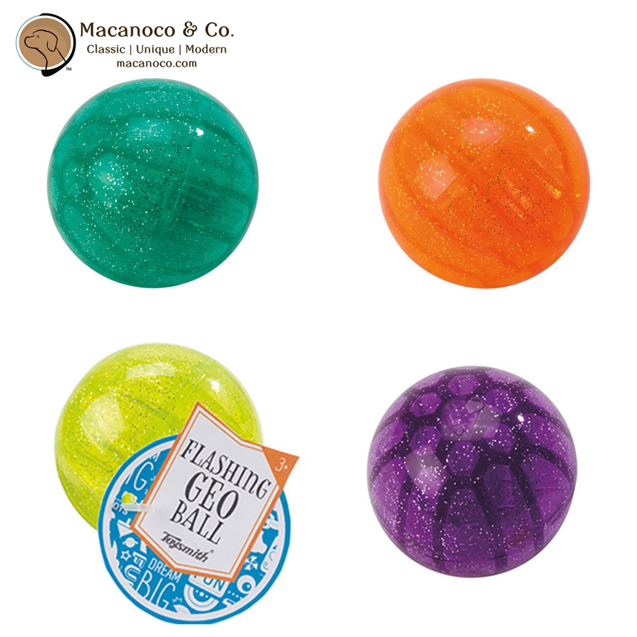 Toysmith Flashing Geo Ball Toy - Macanoco and Co.