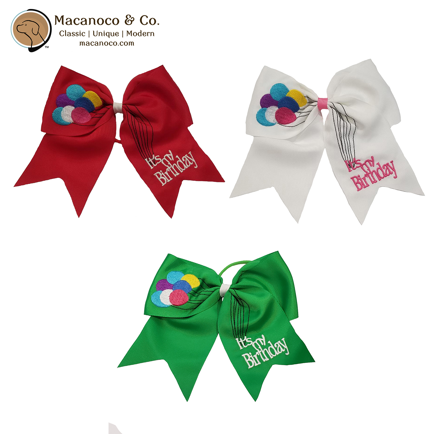 Macanoco and Co. M Ears and Bow Grosgrain Ponytail - Macanoco and Co.