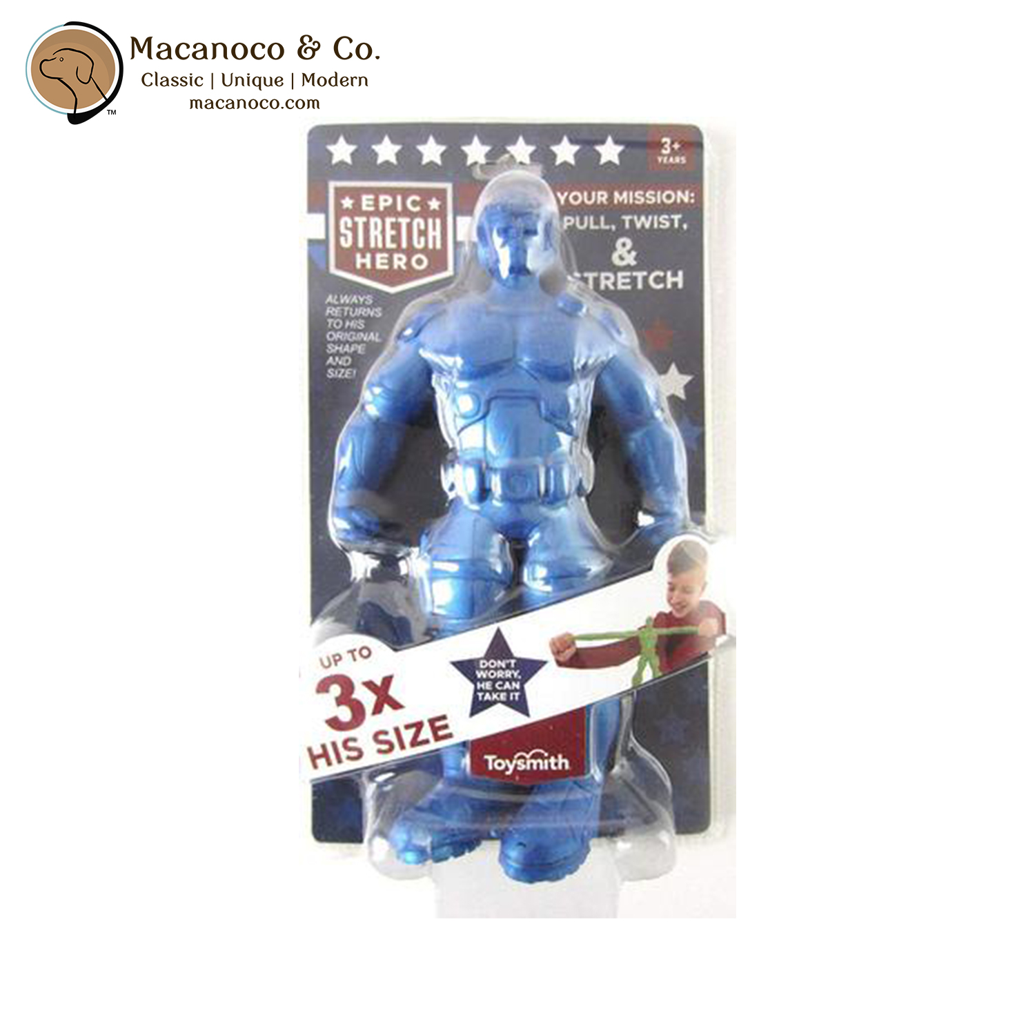 Toysmith Epic Stretch Hero Toy Figure | Macanoco and Co.