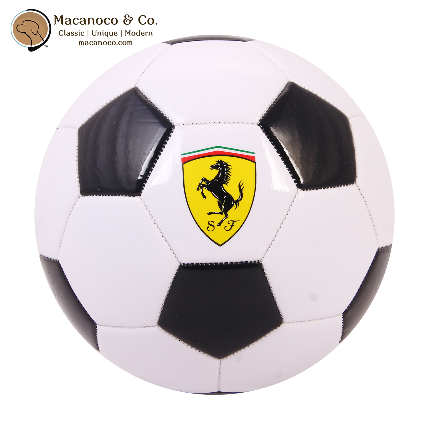 Ferrari Classic Color Size 5 Soccer Ball - White/Black - Macanoco and Co.