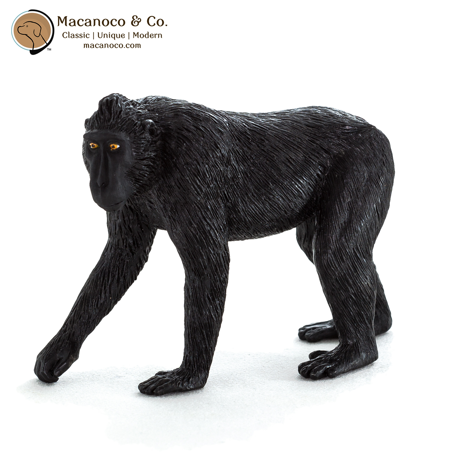 Mojo Black Crested Macaque Monkey Toy Figurine - Macanoco and Co.