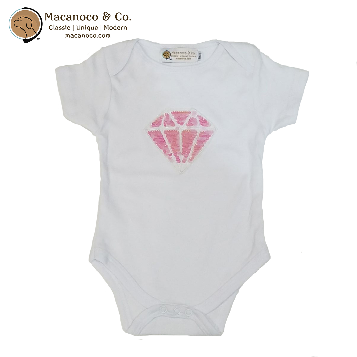 Macanoco and Co. Sequin Cotton Short Sleeve Bodysuit - Diamond ...