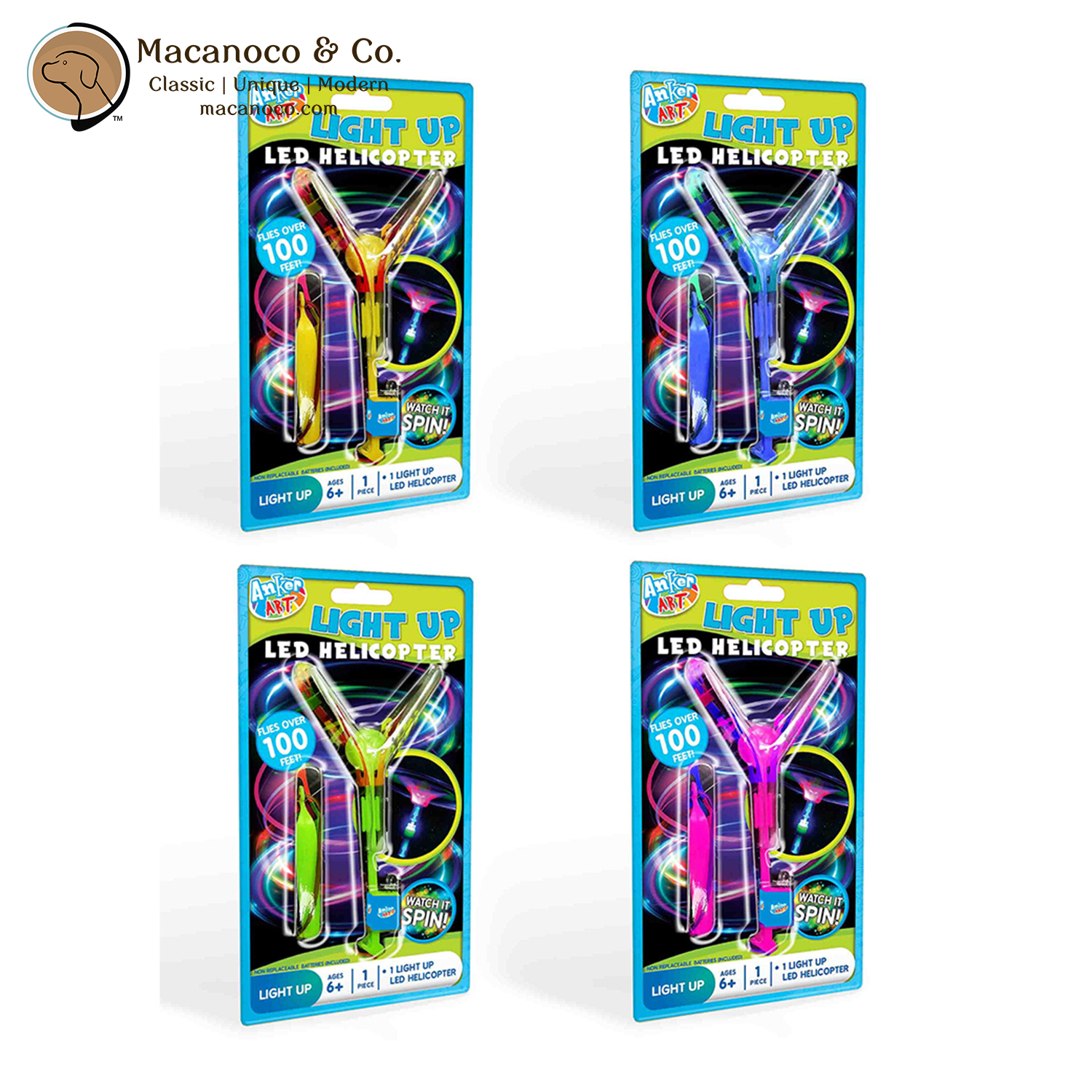 Anker Play Art Light Up LED Helicopter Toy - Macanoco and Co.