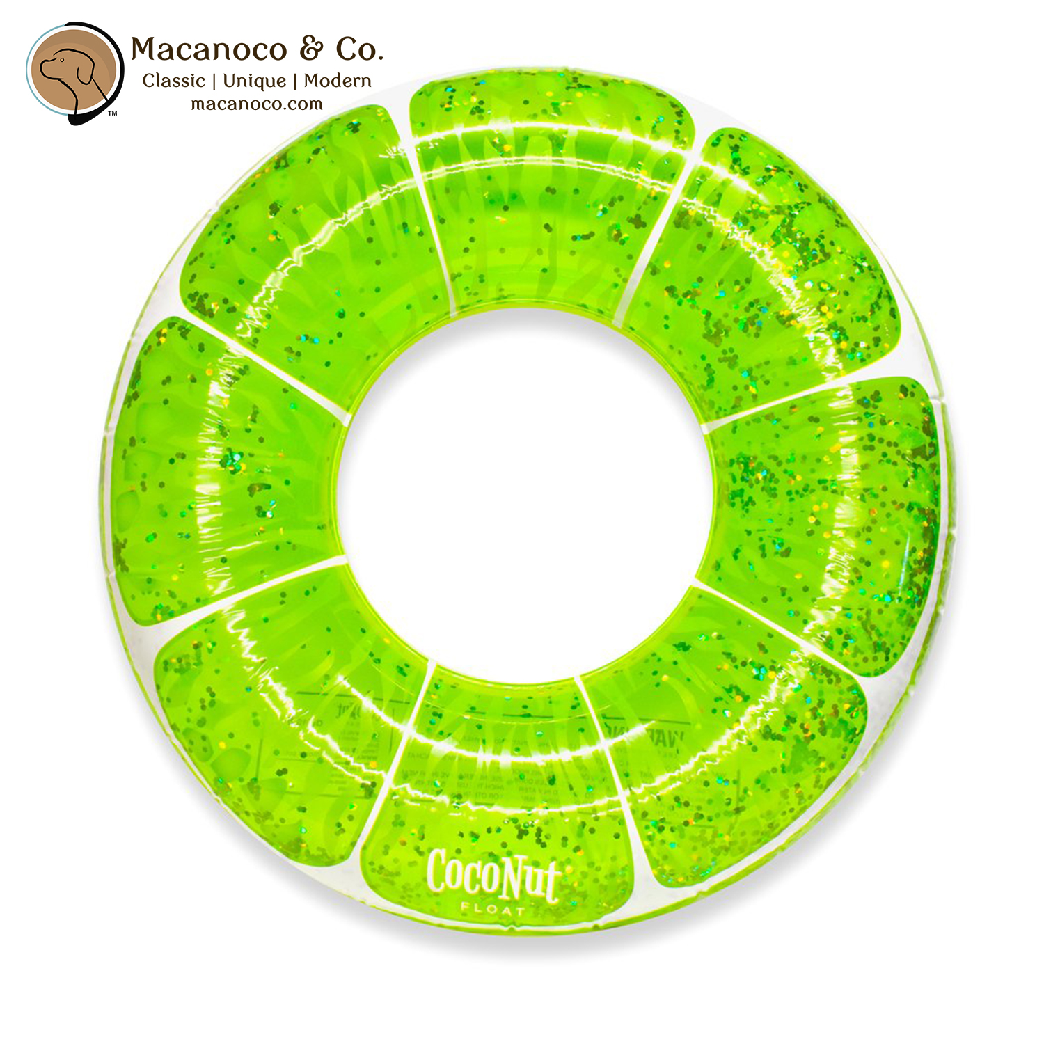 Coconut Float Lime Green Glitter Pool Float - Macanoco and Co.