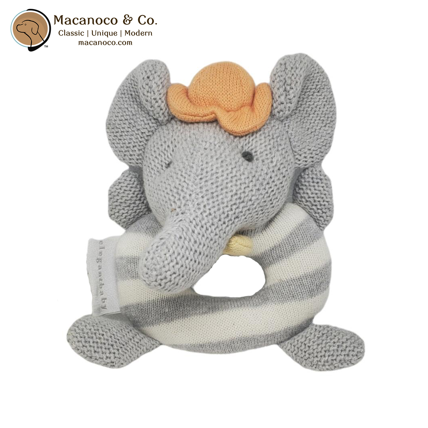 Elegant Baby Knit Rattle Elephant - Macanoco and Co.