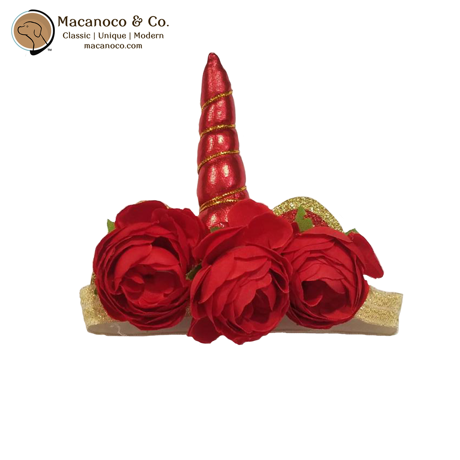 Macanoco and Co. Rose Red Unicorn Head Wrap - Macanoco and Co.