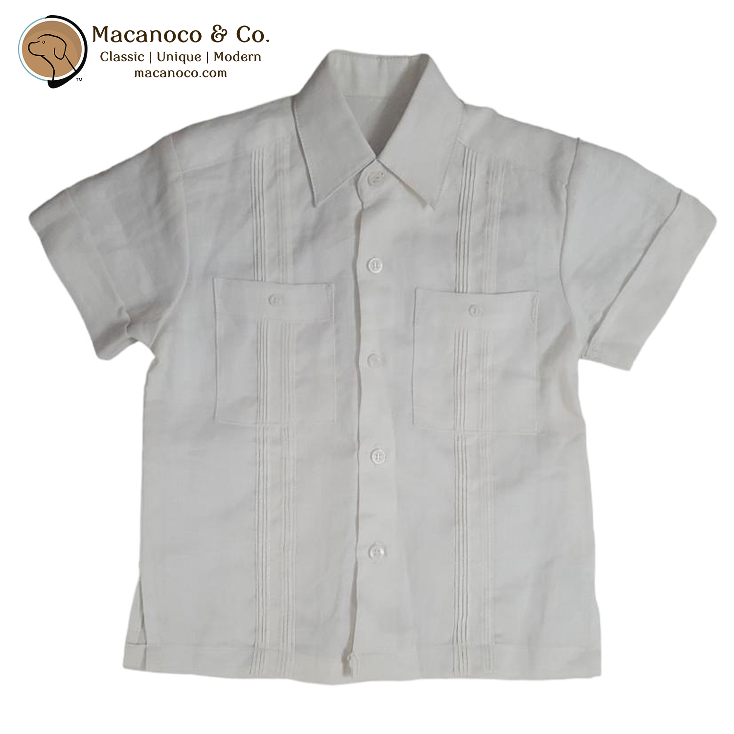 Macanoco and Co. Linen 2-Pocket Guayabera Dress Shirt - Ivory ...