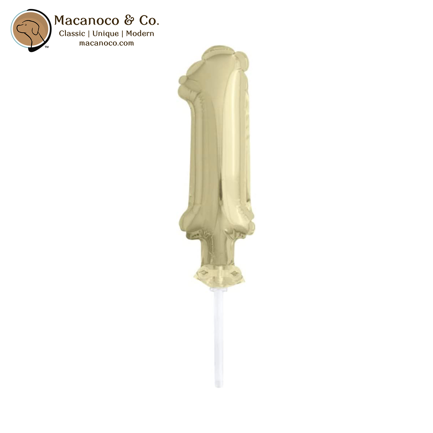Unique Number 1 Foil Balloon Cake Topper - 5" - Gold - Macanoco and Co.