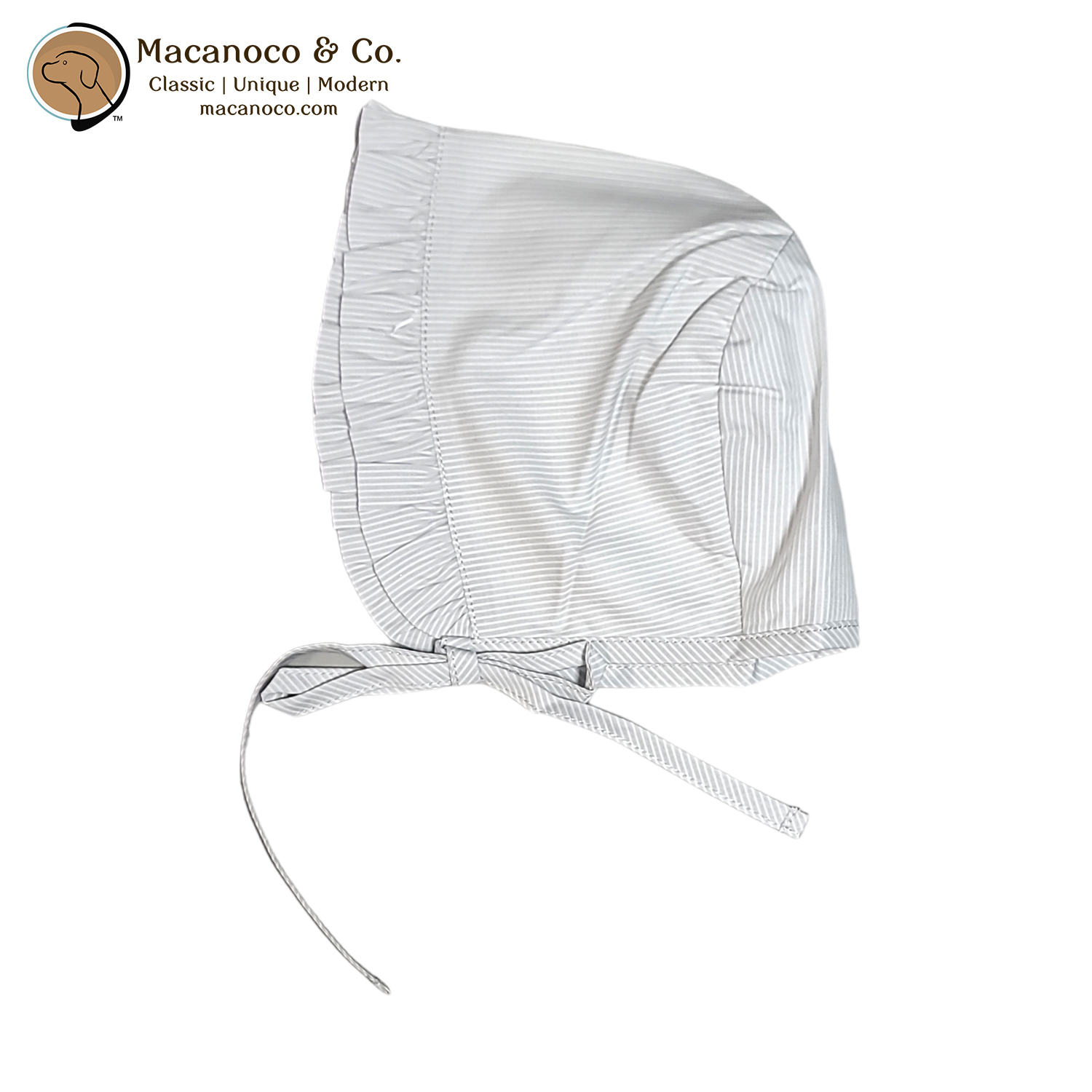 Macanoco and Co. OB Ingalls Stripes Cotton Bonnet - Grey - Macanoco and Co.