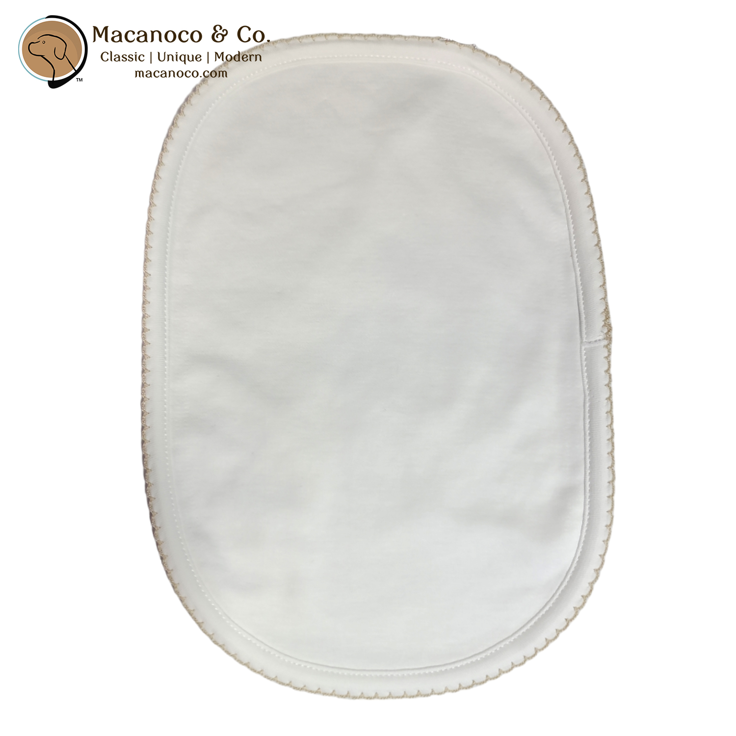 Macanoco and Co. Baby Picot Edge Burp Cloth - White/Ecru - Macanoco and Co.