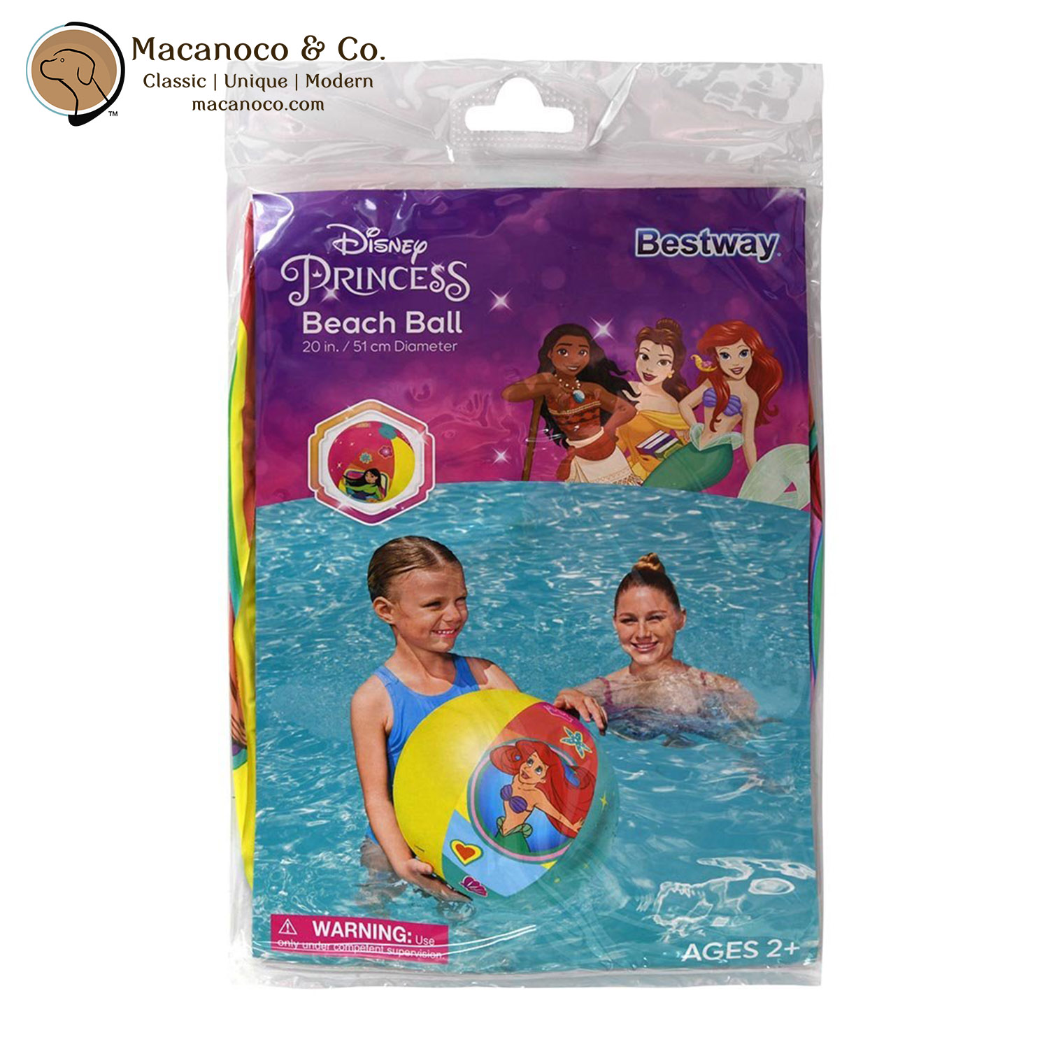 Disney Princess Moana, Belle, and Ariel Beach Ball - Macanoco and Co.