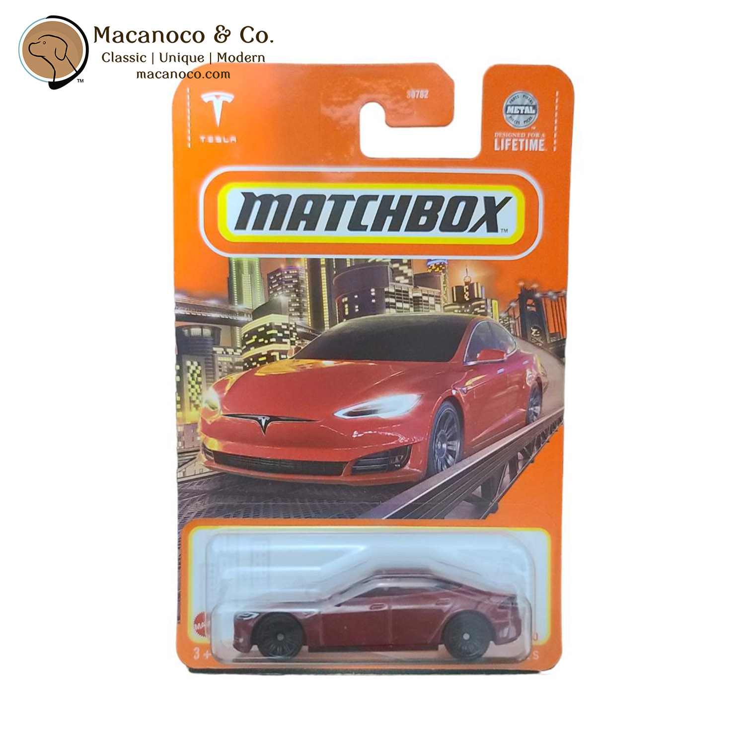Matchbox Tesla Model S, Red Toy - Macanoco and Co.