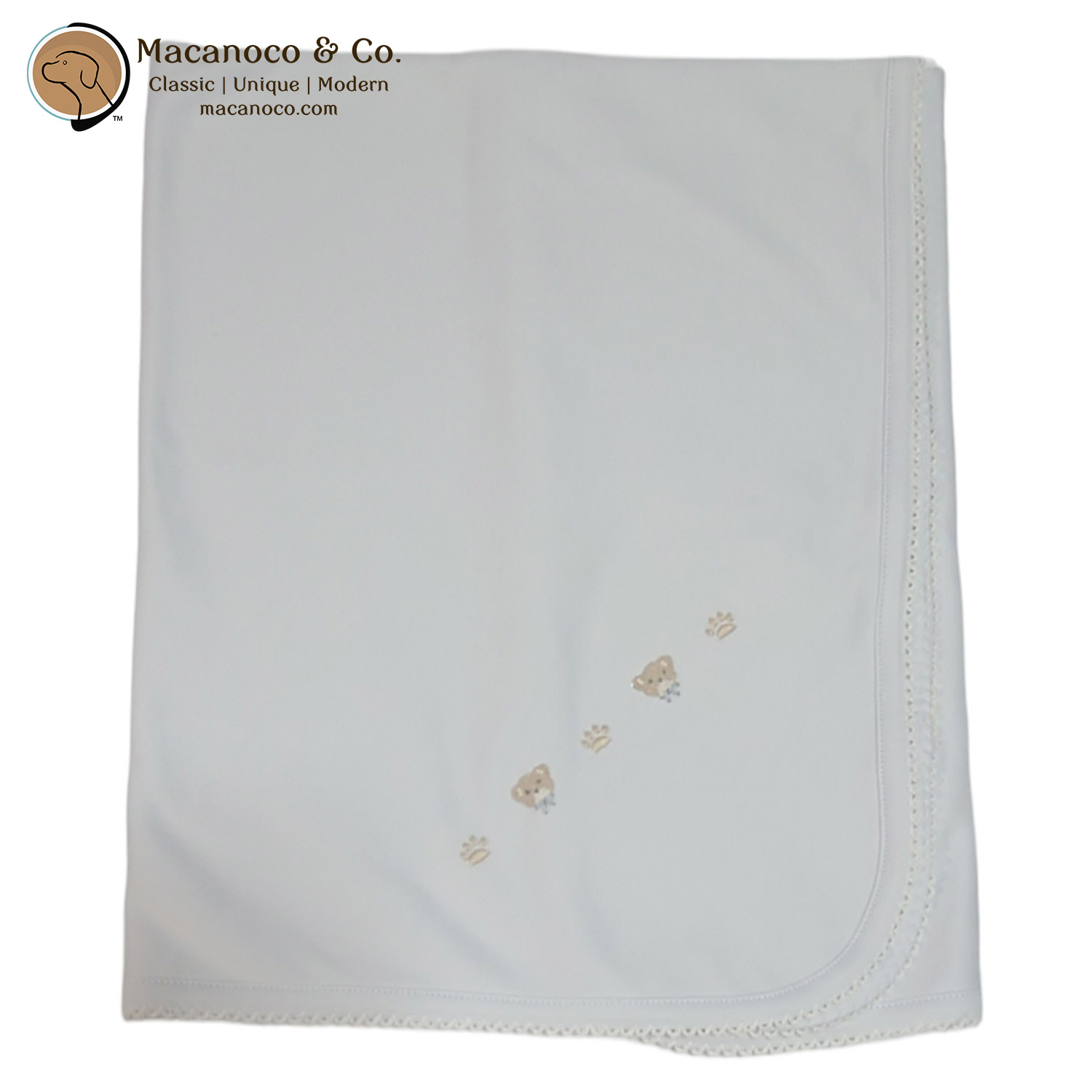 Macanoco and Co. OB Bear Paw LB Pima Cotton Blanket - Light Blue ...