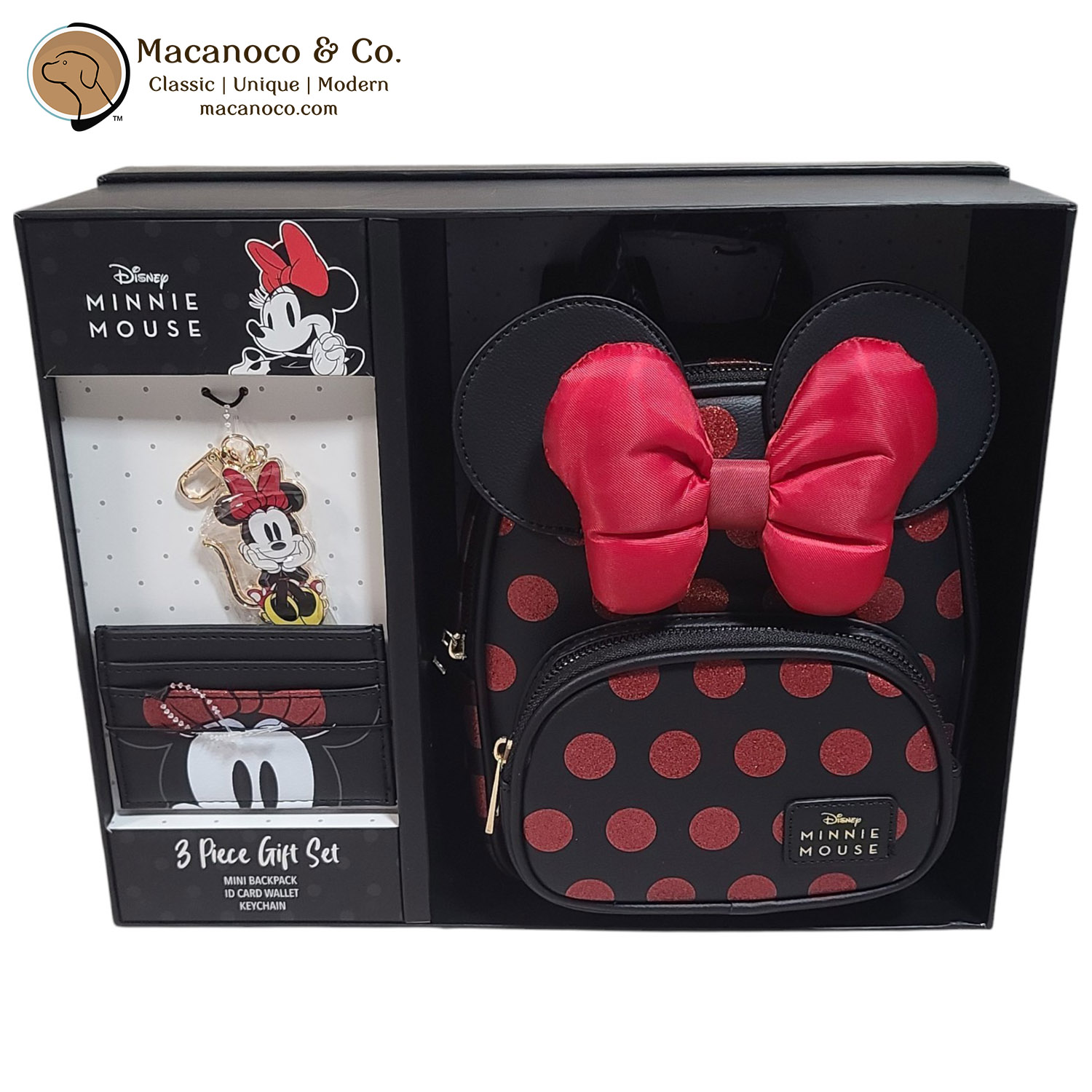 Disney Minnie Mouse Backpack, Card Holder and Keychain Set - Macanoco ...