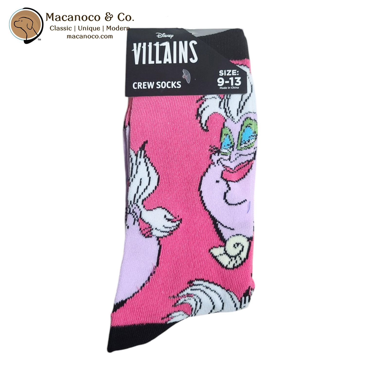 Disney Villains Ursula Pink Crew Socks - Macanoco and Co.