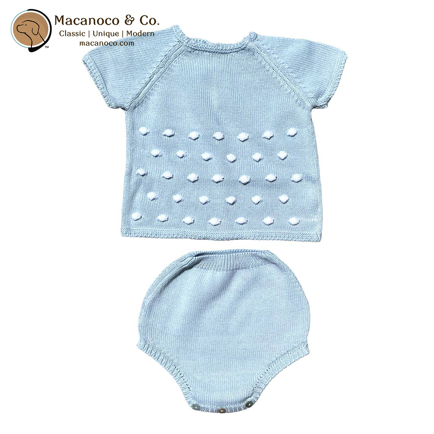 Macanoco and Co. Bobbles Knit Diaper Set - Light Blue/White - Macanoco ...