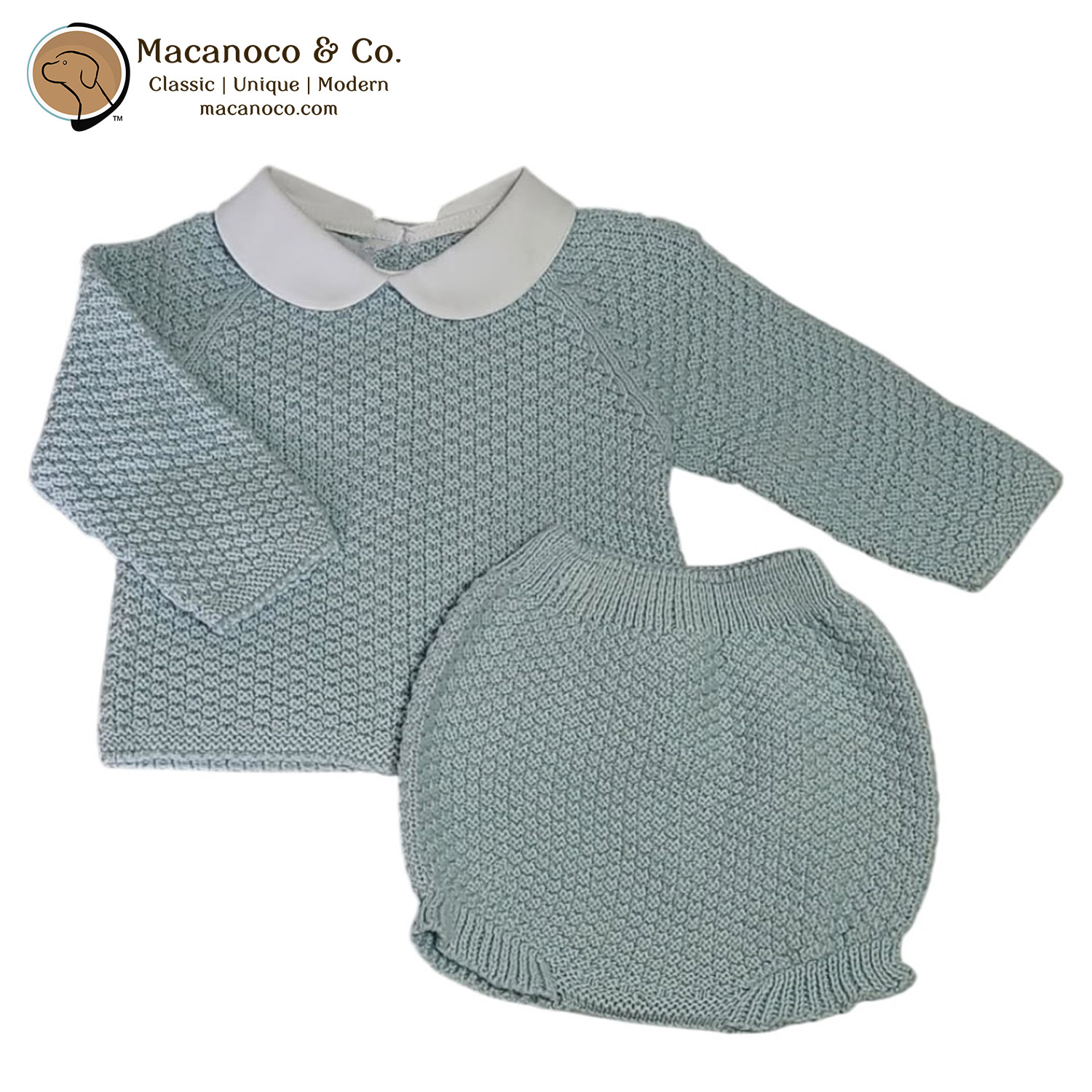 Macanoco and Co. Rice Knit Diaper Set - Light Blue - Macanoco and Co.